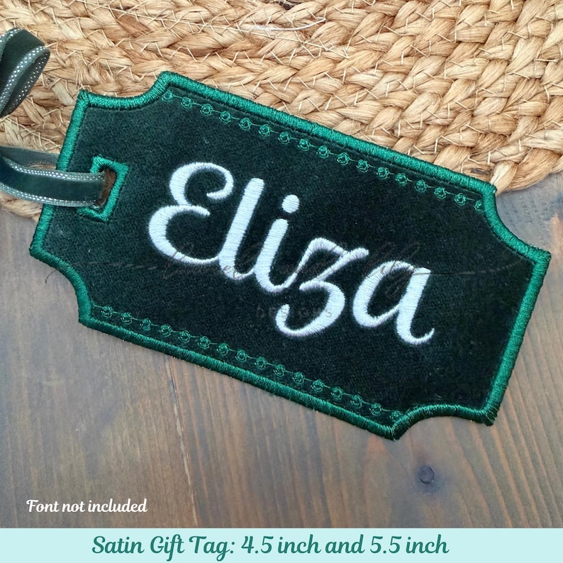 Satin Gift Tag in the Hoop, Machine Embroidery Design, ITH French Knot ...