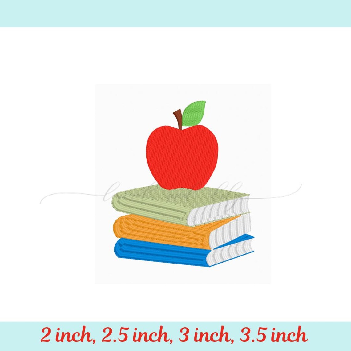 Apple Book Stack Embroidery Design: Back to School (digital Download ...