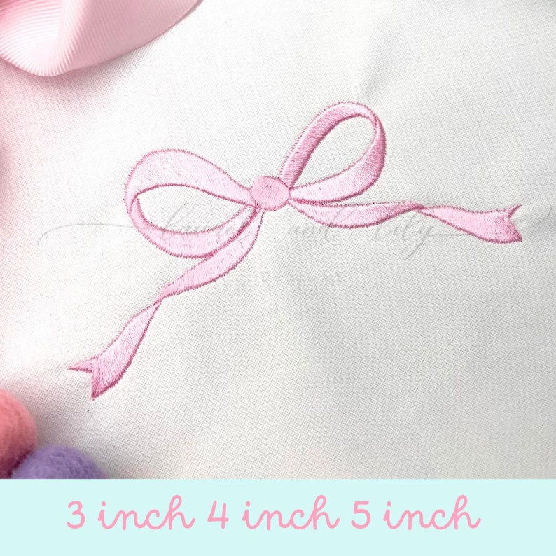 Satin Bow Embroidery, Machine Embroidery Design, Satin Stitch Bow, Long ...