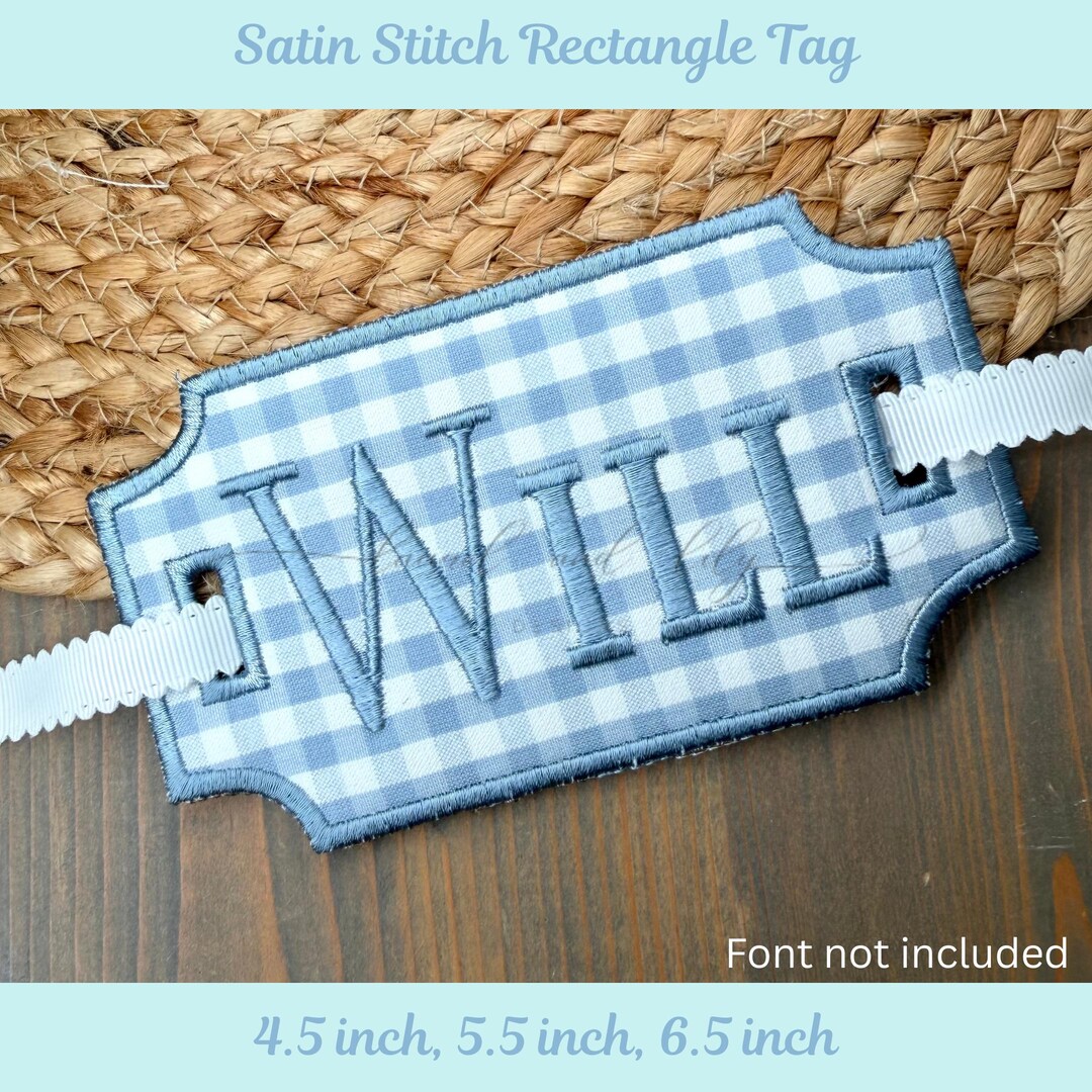 Rectangle Tag in the Hoop, Machine Embroidery Design, ITH Satin Stitch ...