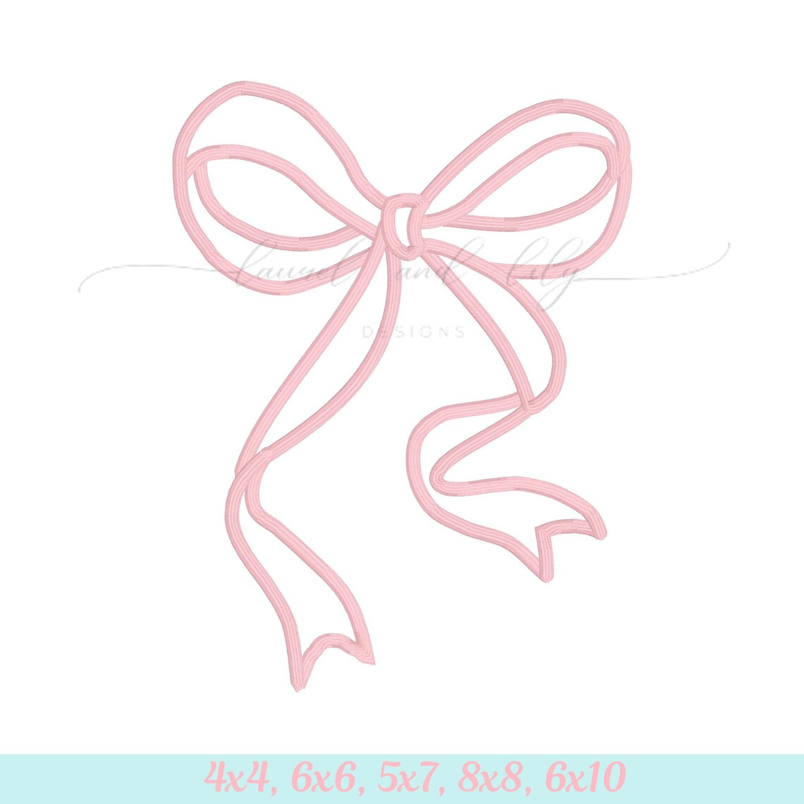 Satin Bow Applique, Machine Embroidery Design: Long Tail Bow (digital ...