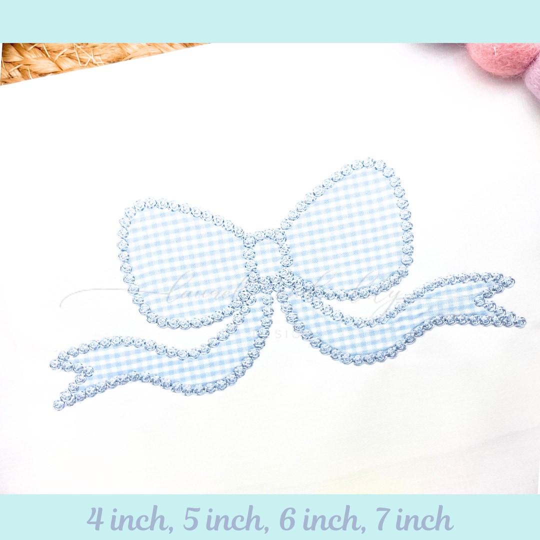 Bethany Bow French Knot Applique, Machine Embroidery Design: Long Tail ...