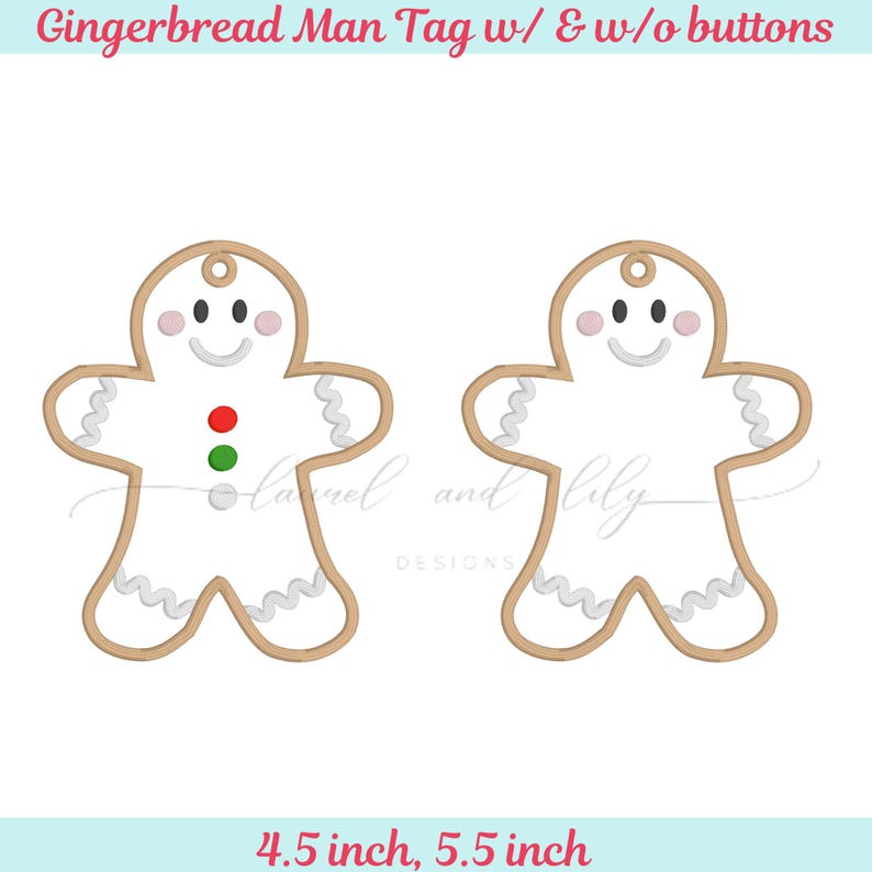 Gingerbread Man Tag, in the Hoop Embroidery, Machine Embroidery Design ...