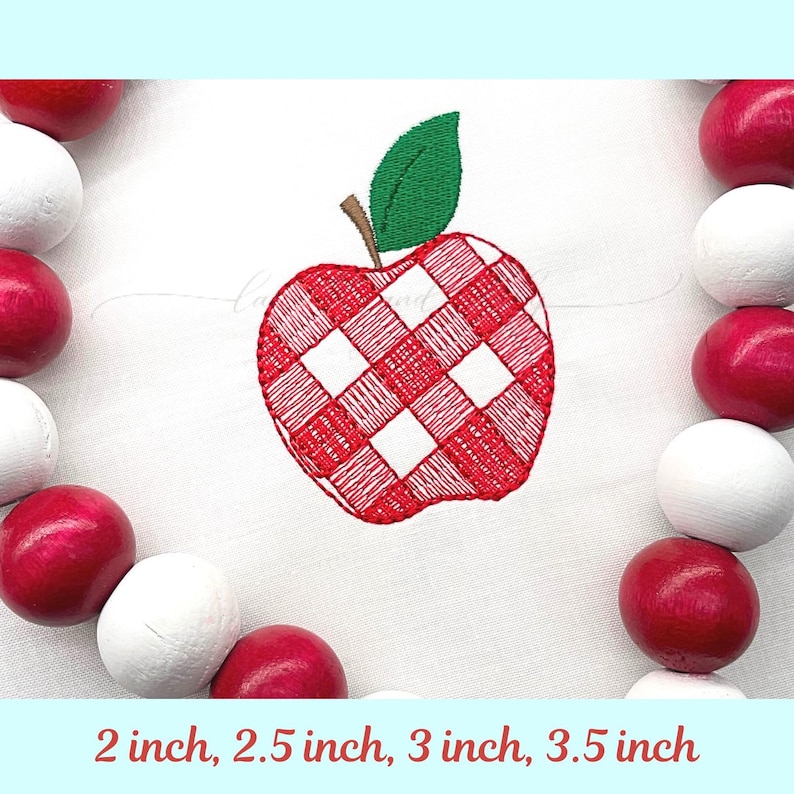 Gingham Apple Embroidery, Apple Sketch Fill Stitch, Machine Embroidery ...