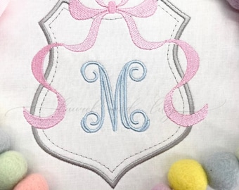 Bow Monogram Frame, Machine Embroidery Design, Long Tail Bow Frame ...