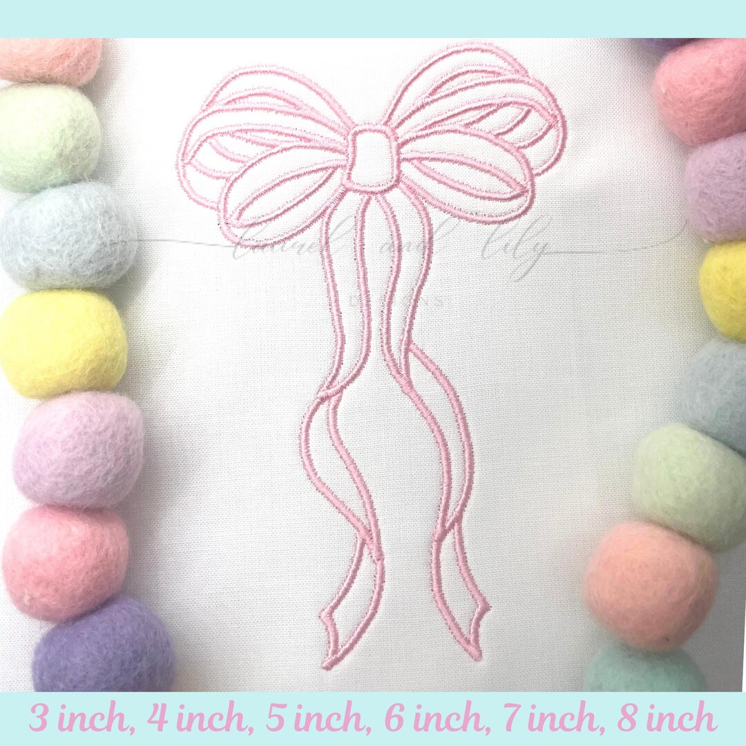 Long Tail Bow Satin Stitch Embroidery Design, Machine Embroidery Design ...