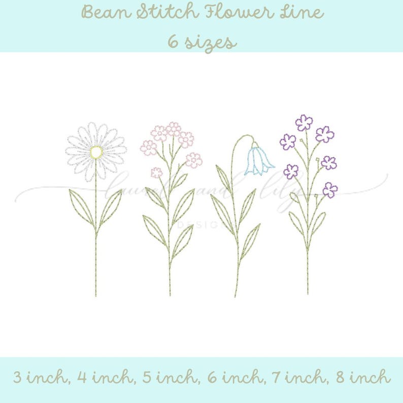 Wildflower Embroidery Design: Bean Stitch Flowers (digital Download) - Etsy