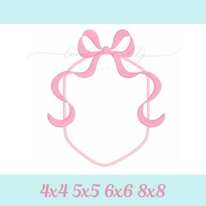 Bow Monogram Frame, Machine Embroidery Design, Long Tail Bow Frame ...
