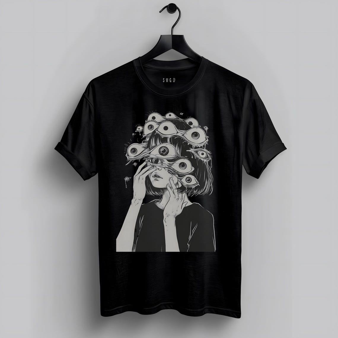 Eyeball Goth Girl T-shirt Weirdcore Cloth Alternative Grunge Style Edgy ...