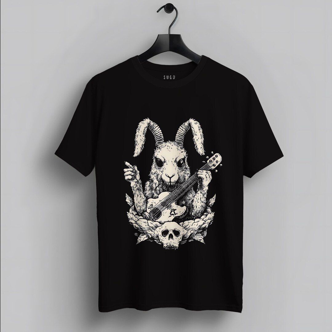 Horror Rabbit Playing Guitar - Cursed Gothic Bunny Shirt, Weirdcore ...