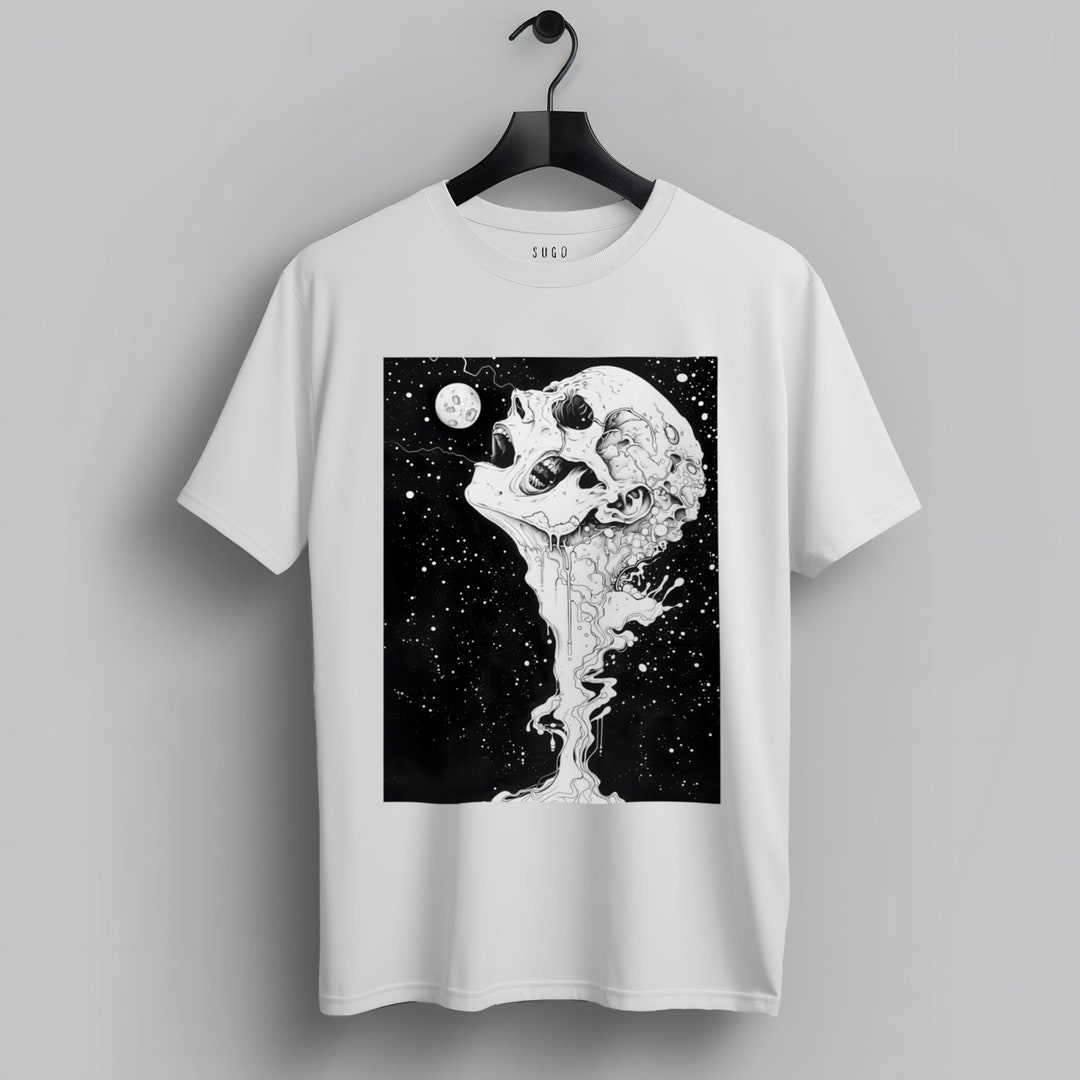 Skull Moon Tee – Weirdcore Alt Clothing & Gothic Style - Etsy