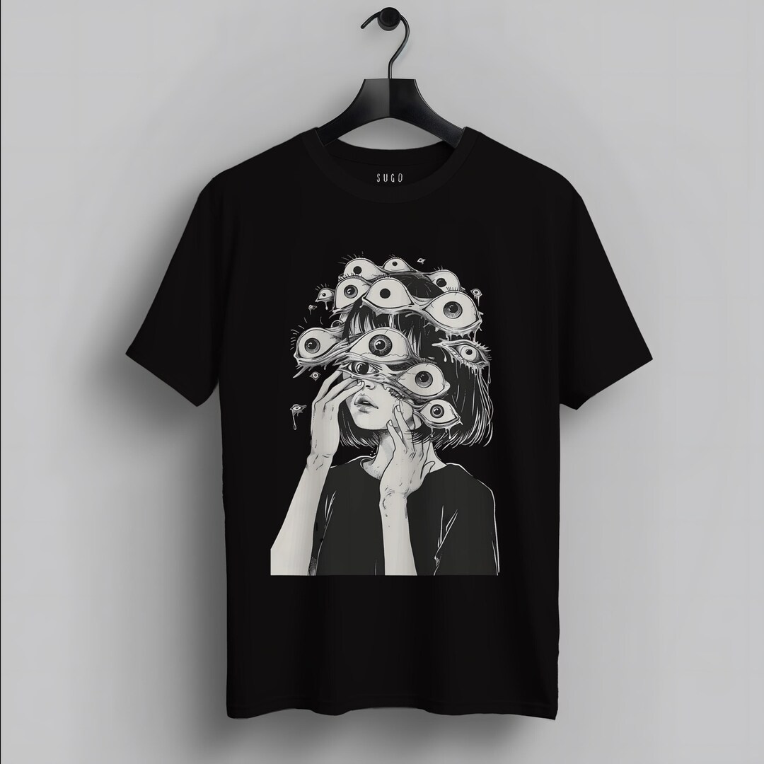 Eyeball Goth Girl T-shirt - Weirdcore Clothes - Alternative Grunge ...