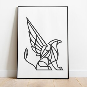 Geometric Griffin Vector SVG, Geometric Eagle Vector, Griffin Drawing ...