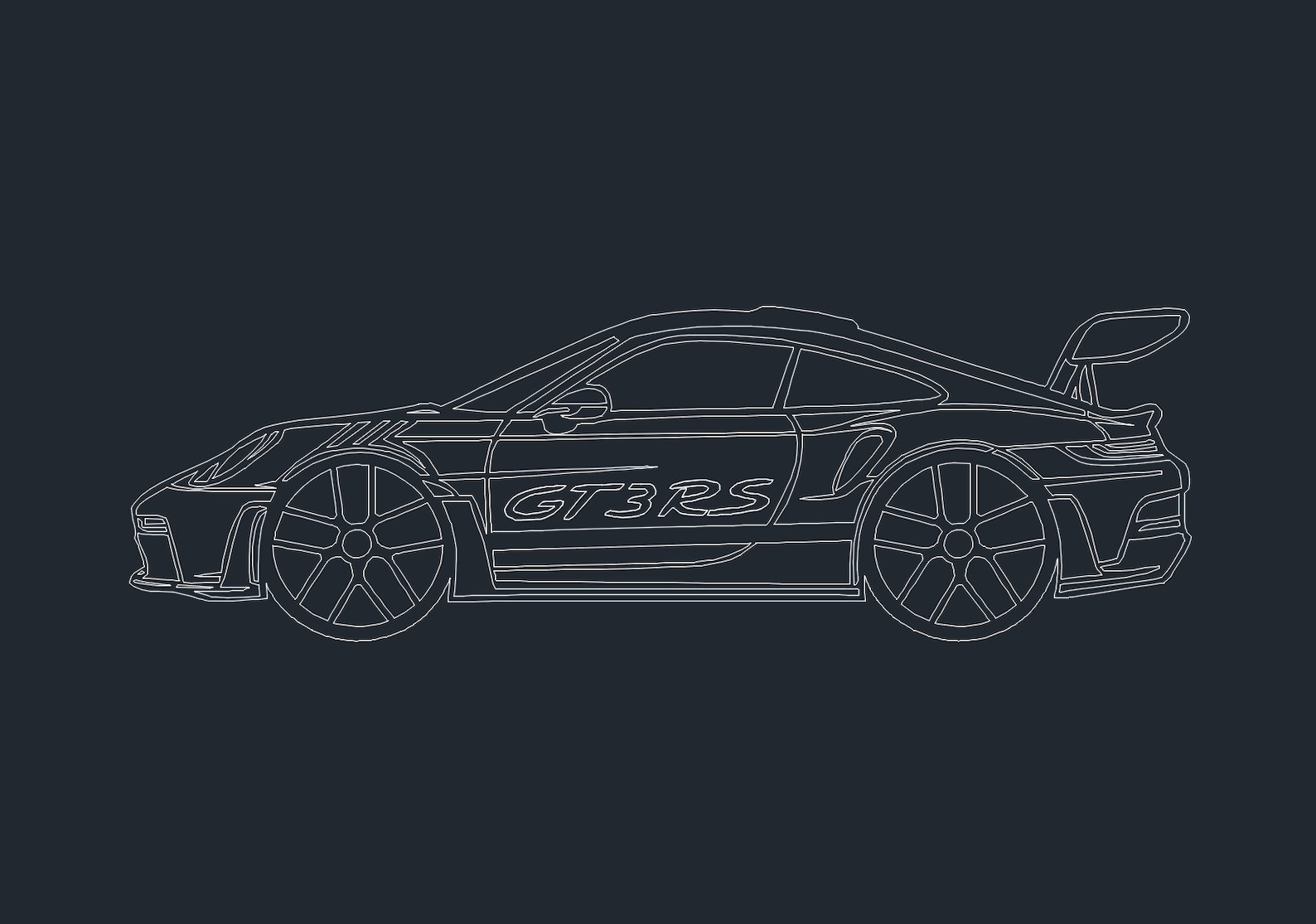 911 GT3 RS Side View Drawing Vector Svg, 911 GT3 RS Sport Car ...