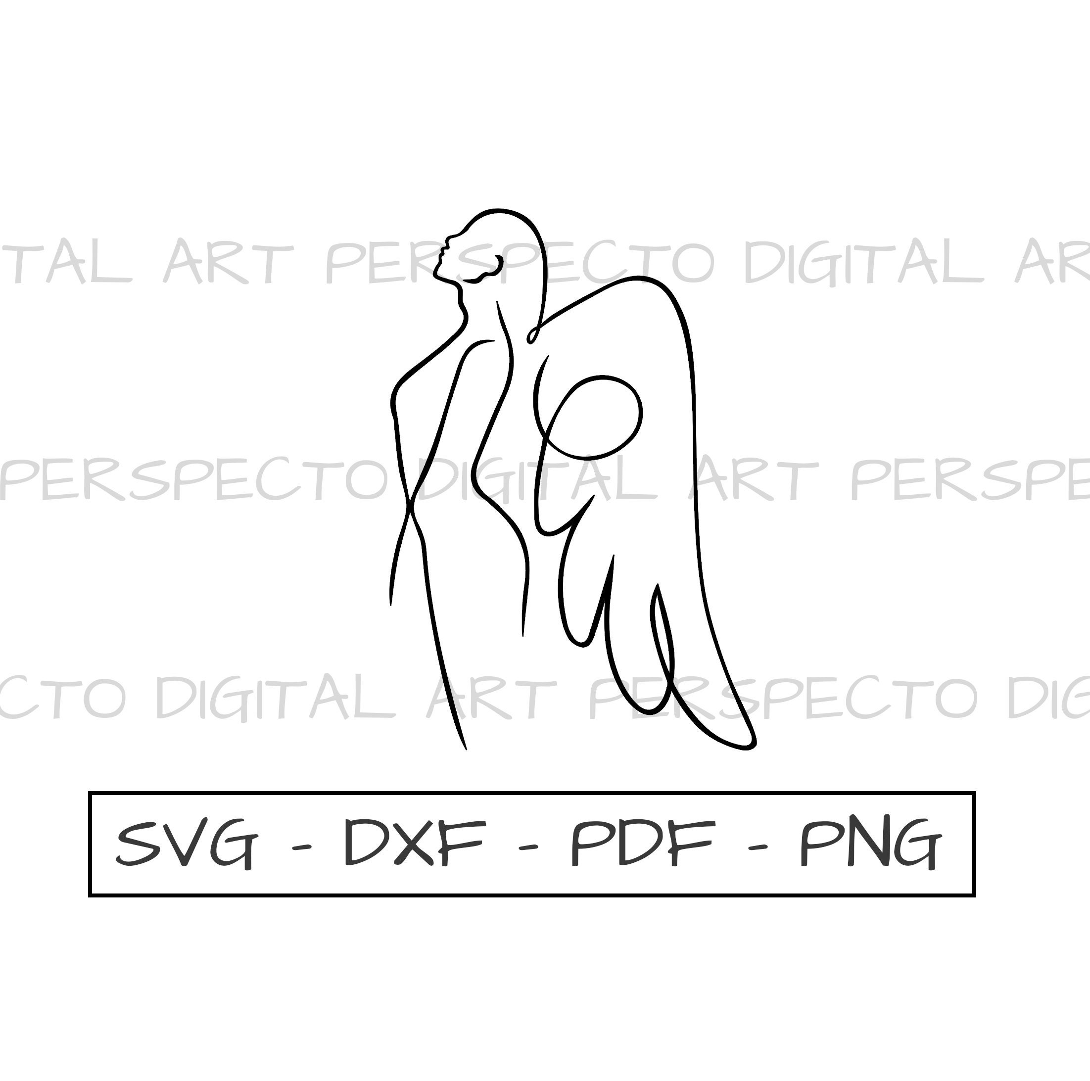 Angel Line Art Svg, Angel Outline Drawing, Angel Vector Svg Clip Art ...