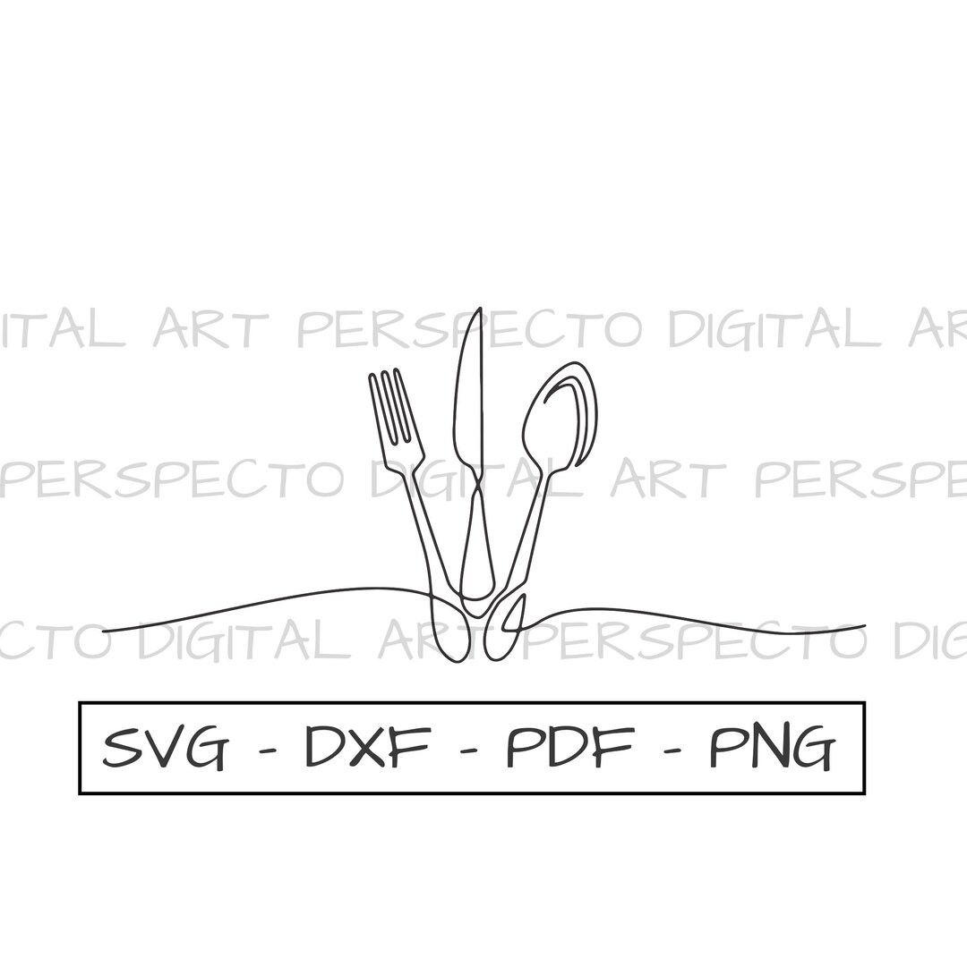 Cutlery Single Line Art Svg, Silverware Cutlery Single Line Vector Svg ...