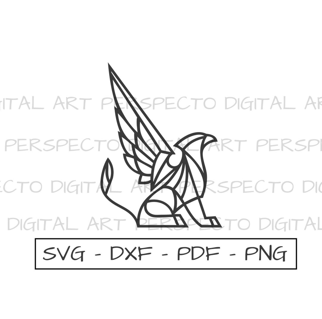 Geometric Griffin Vector SVG, Geometric Eagle Vector, Griffin Drawing ...