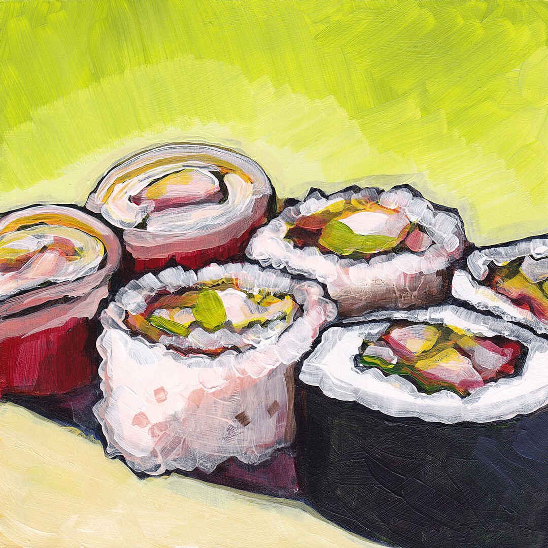 Sushi Roll Poster Print Impressionism Japanese Food Sushi Wall Art ...