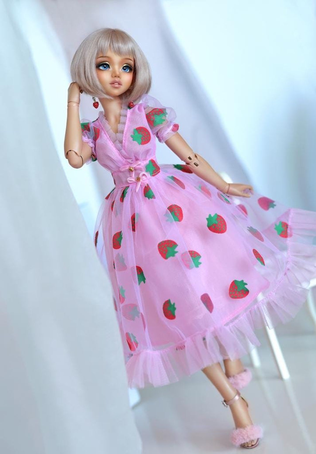 Dress "strawberry" Minifee Clothes. Dress for Doll 1/4 Minifeel Clothes ...