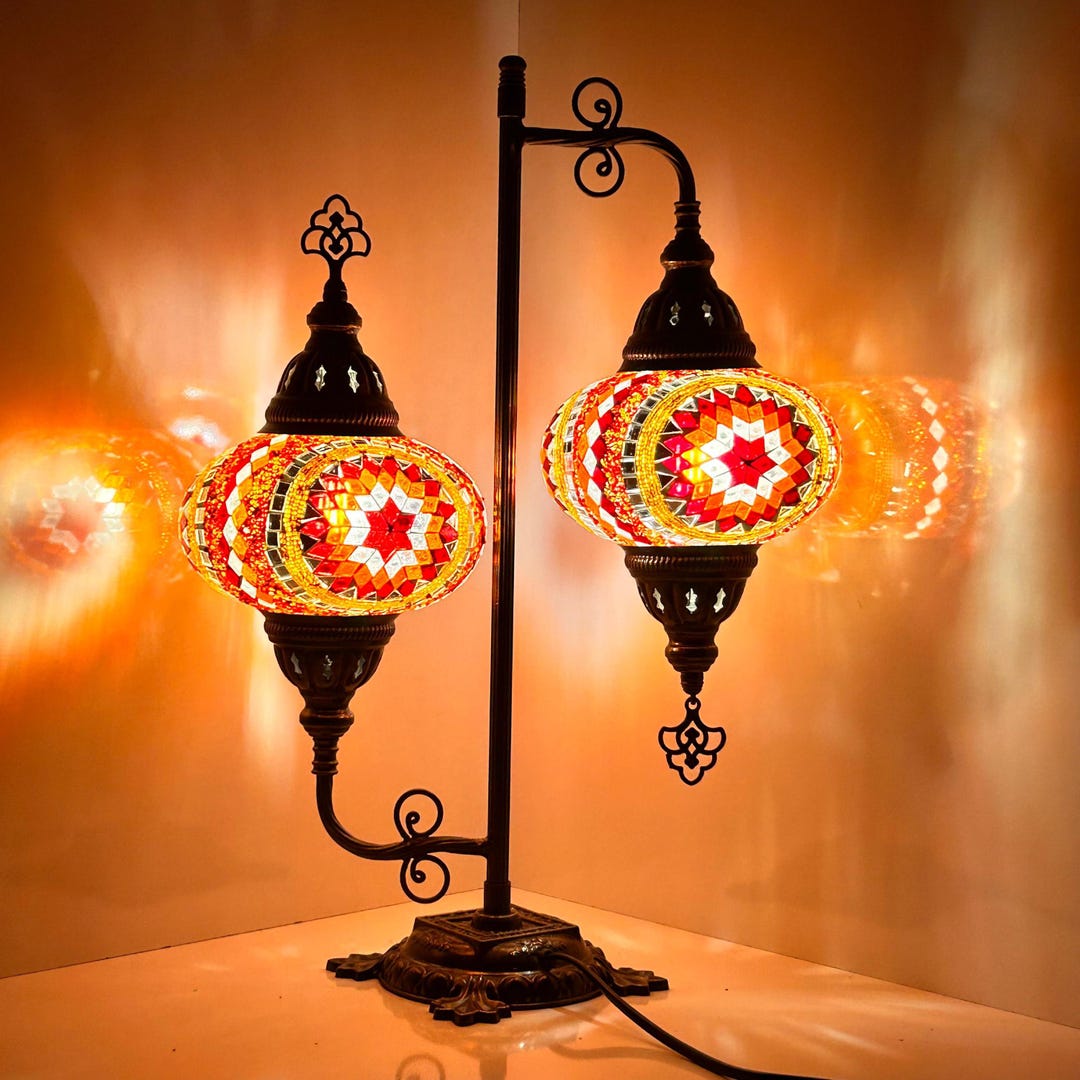 Handmade Gift Lamps, Turkish Mosaic Lamps, Moroccan Lamps, 2 Big Globe ...