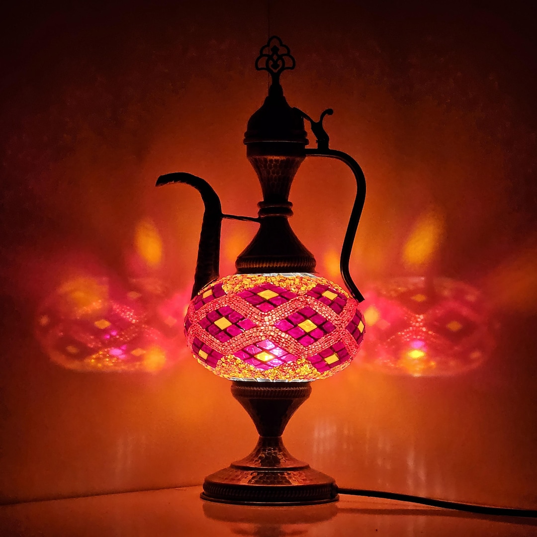 Pitcher Mosaic Table Lamp, Turkish Desk Lighting for Kitchen, Bedroom ...