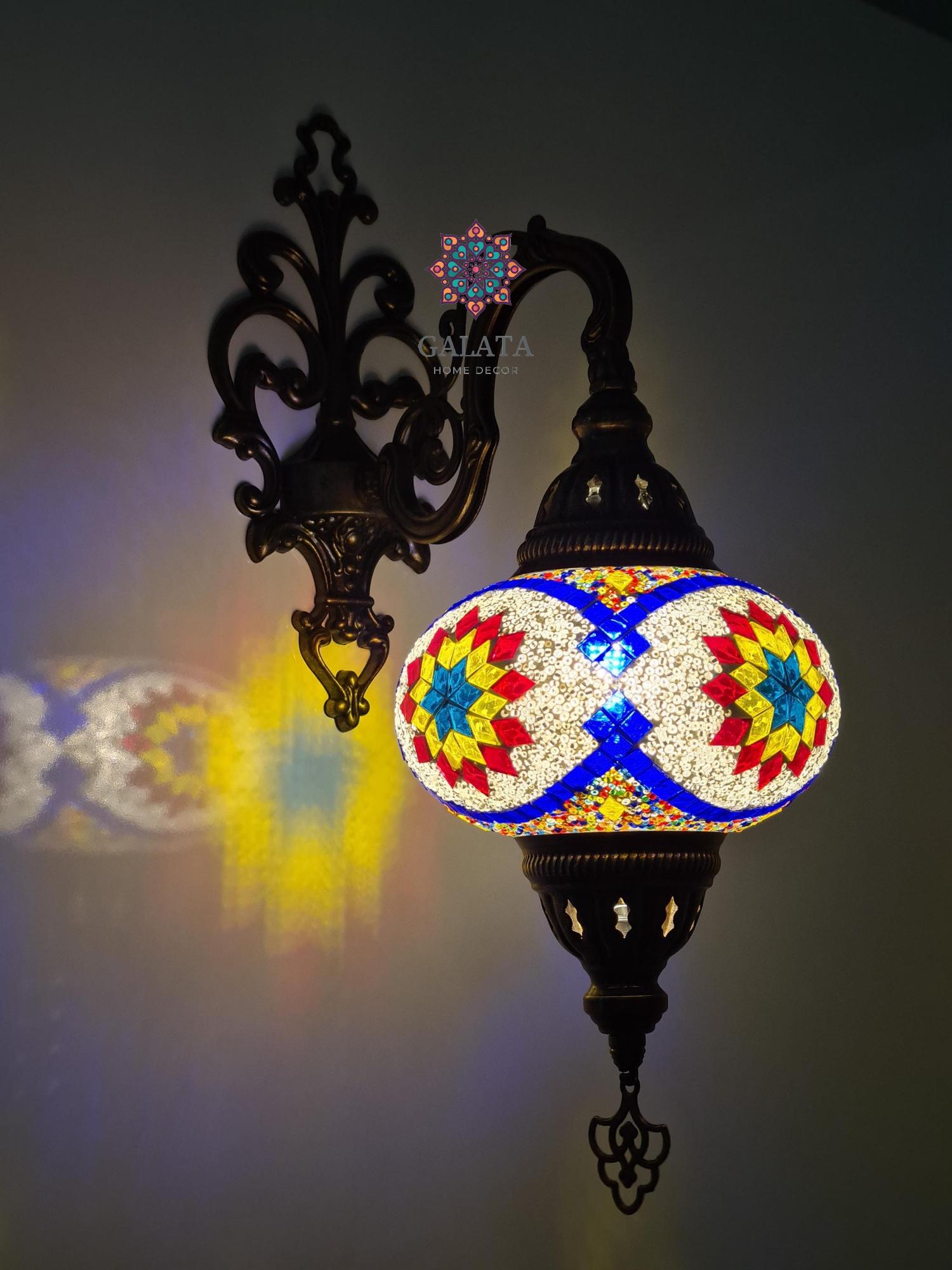 Turkish Mosaic Single Large Globe Wall Lamp, Traditional Moroccan ...