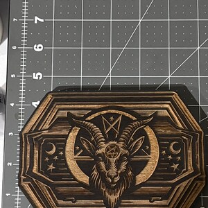 Satanic Goat Laser Engraved Wood Coffin Wall Hanging Occult Gothic ...