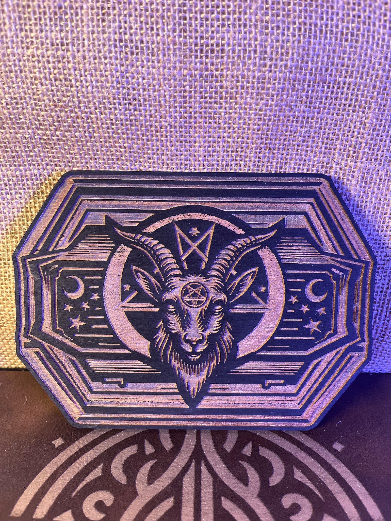 Satanic Goat Laser Engraved Wood Coffin Wall Hanging Occult Gothic ...