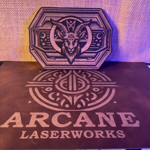 Satanic Goat Laser Engraved Wood Coffin Wall Hanging Occult Gothic ...