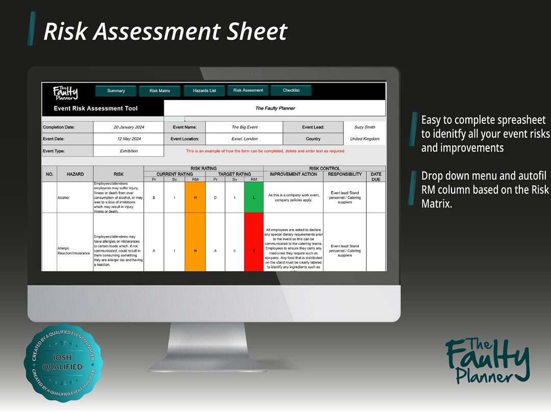 Customisable Event Risk Assessment Template – Editable PDF for Event ...