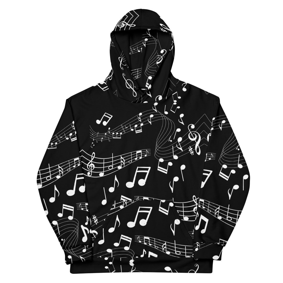 Music Notes Black Hoodie - Etsy