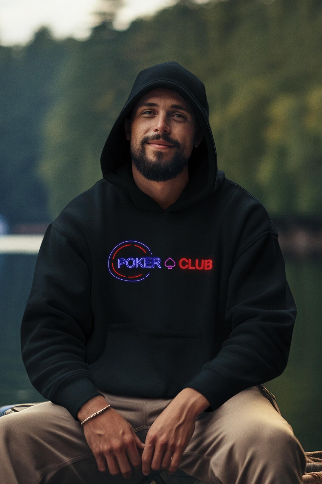 Poker Hoodie, Old Men Poker Fleece Hoodie. Sweatshirt, Card Game Lover ...