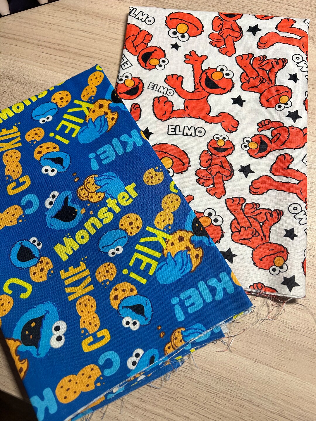 Elmo Stars Fabric & Cookie Monster GET TWO 1/2 Yards Bundle 100% Cotton ...