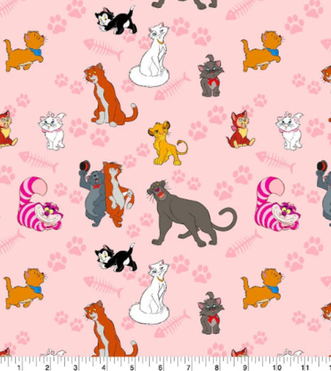Disney Cats Meow Characters Licensed Fabric 100% Cotton Fabric Sold by ...