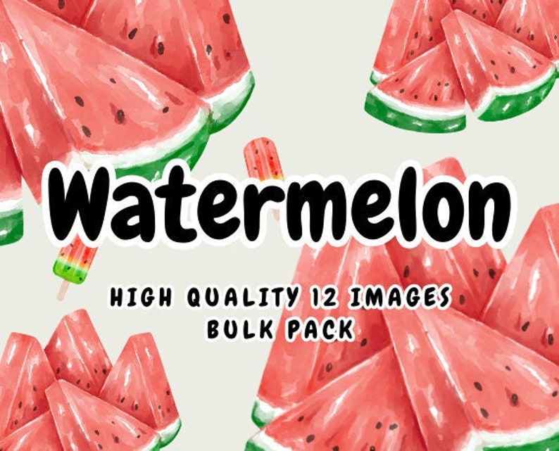 Watermelon Watercolor Art - Watermelon Bundle - 12 High Quality Images ...