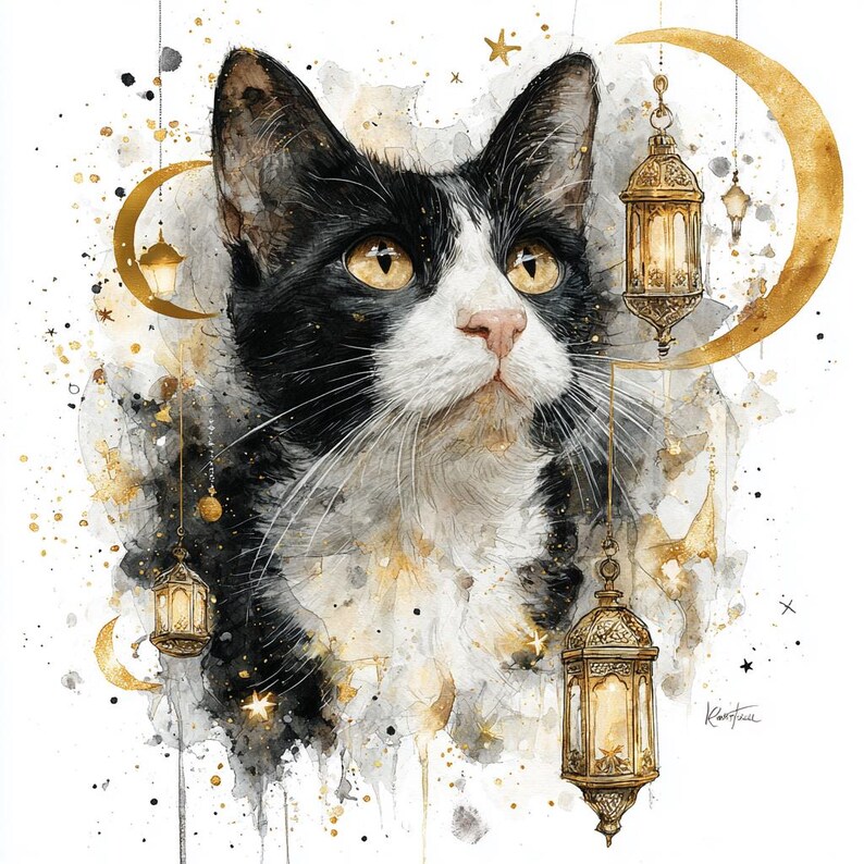 24 Eid Cats • MEGA PACK • Watercolor Clipart PNG • Transparent ...
