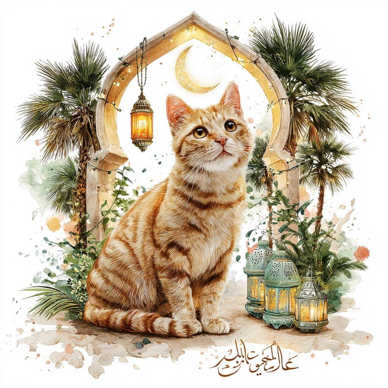 24 Eid Cats • MEGA PACK • Watercolor Clipart PNG • Transparent ...