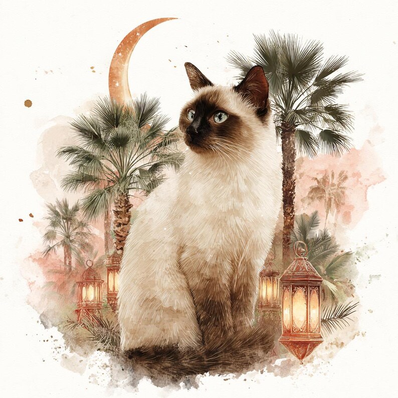 24 Eid Cats • MEGA PACK • Watercolor Clipart PNG • Transparent ...