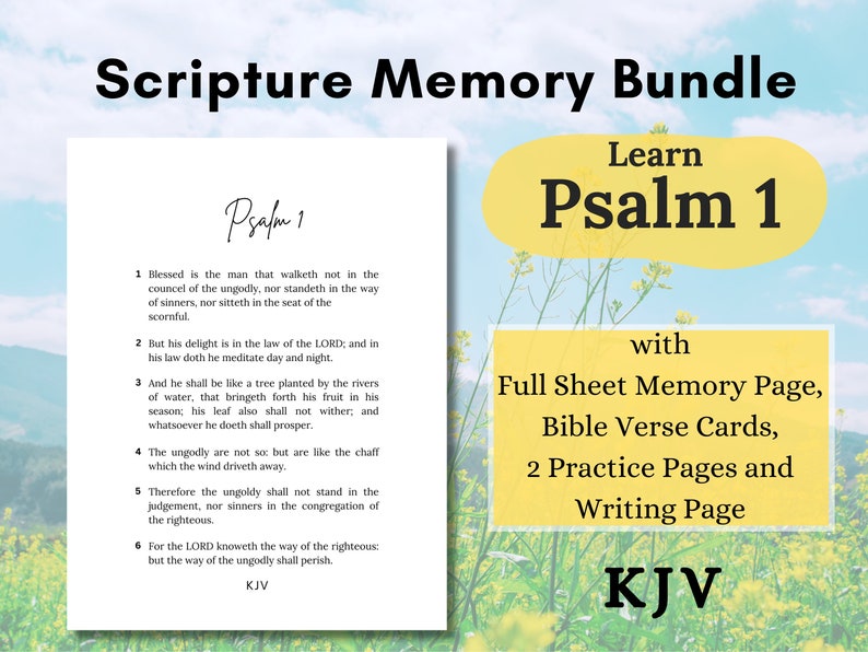 Psalm 1, Printable Bible Verse Memory,memorize Scripture,scripture ...