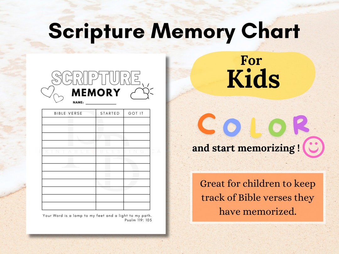 Scripture Memory Chart for Kids, Printable Bible Verse Chart, Scripture ...