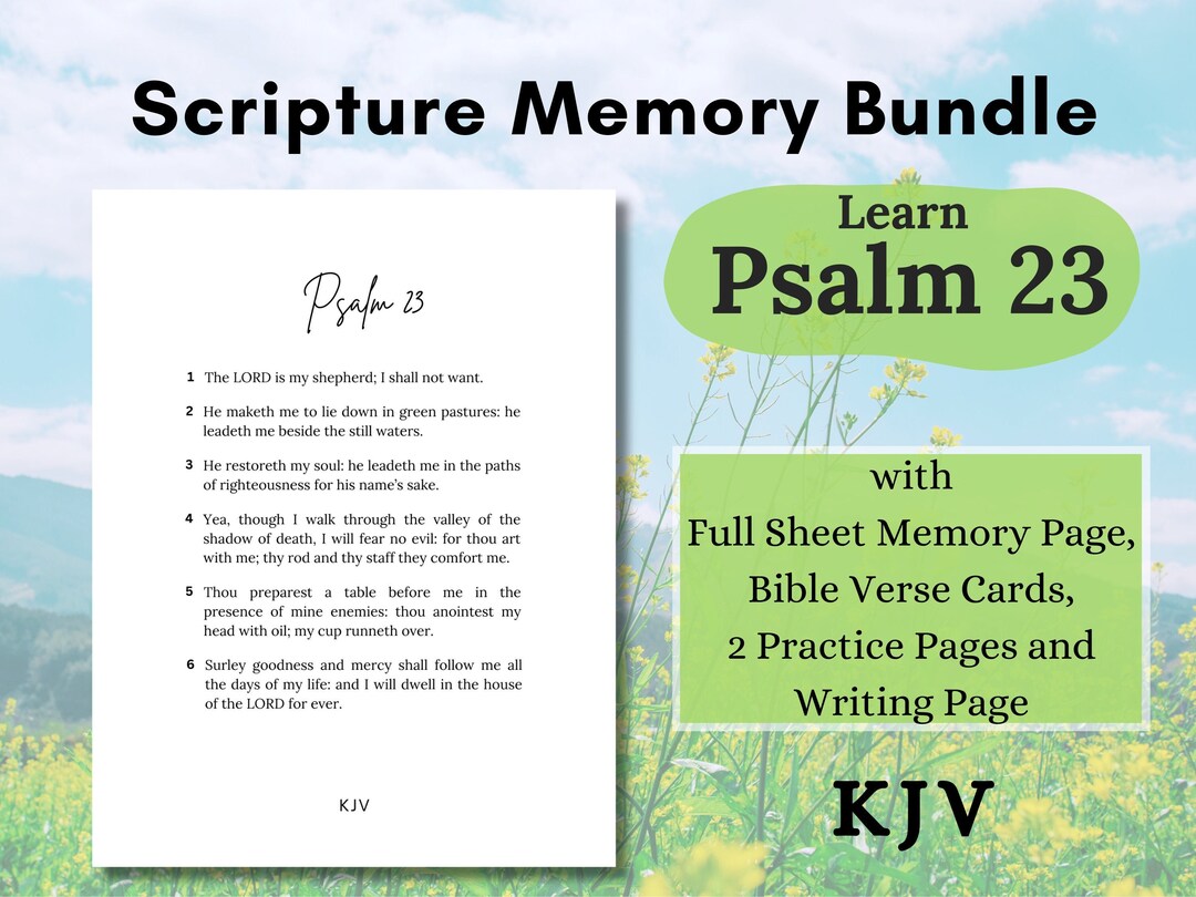 Psalm 23, Printable Bible Verse Memory,memorize Scripture,scripture ...