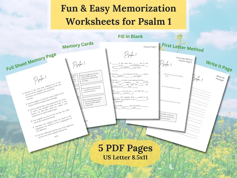 Psalm 1, Printable Bible Verse Memory,memorize Scripture,scripture ...