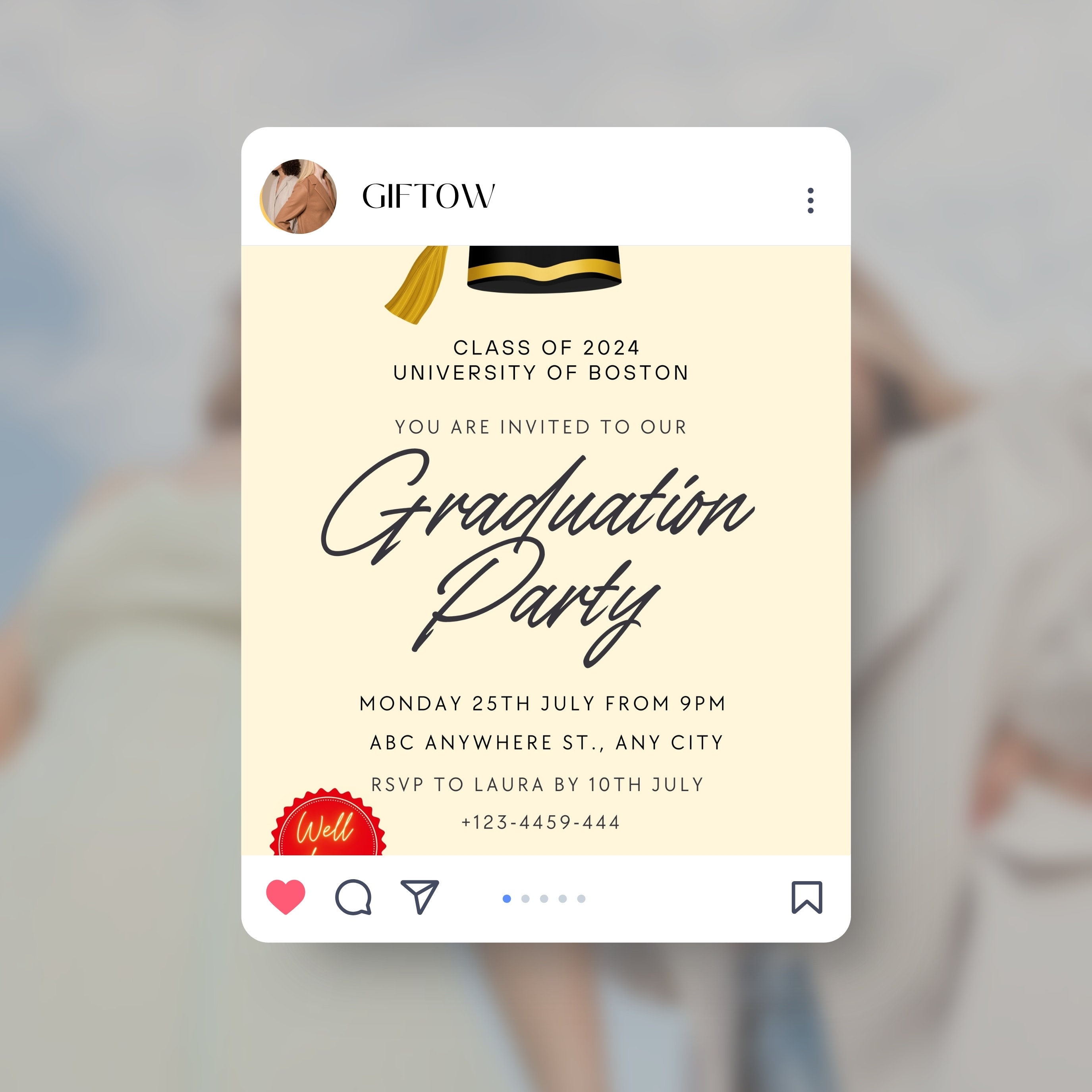 Minimalist Graduation Template, Editable Graduation Invitation, Modern ...