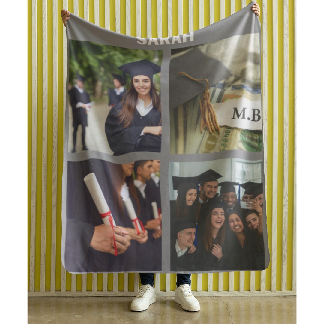 Graduation Picture Blanket, Custom Photo Blanket, Grad Party Velveteen ...