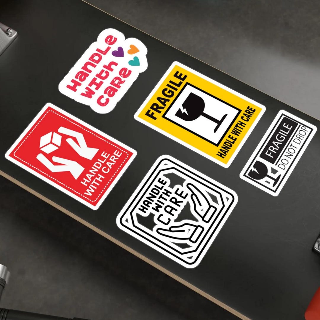 5 Handle With Care Stickers, Suitcase Sticker, Luggage Sticker, Water ...