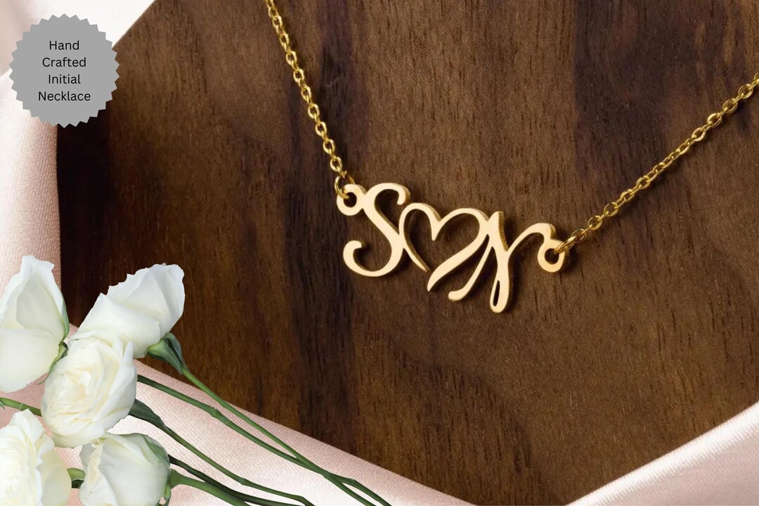 Wedding Anniversary Gift, Multiple Initial Necklace, Personalized Gold ...