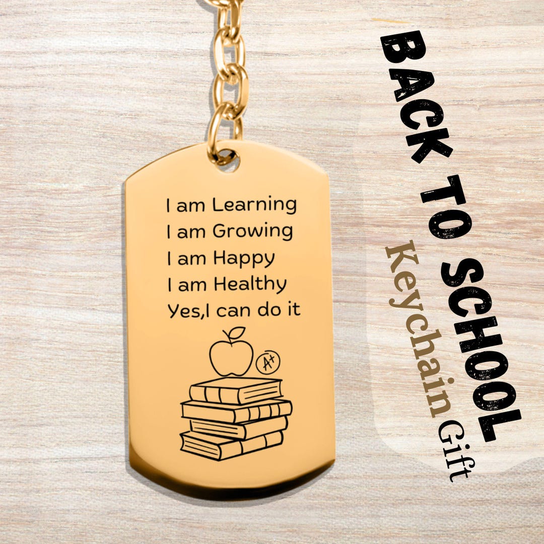 Personalized Back to School Keychain, Stainless Steel, Engraved - Etsy