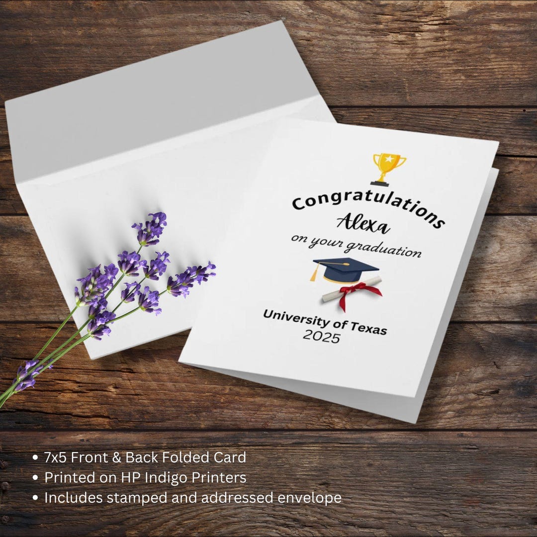 Personalized Graduation Card: School Grad Announcement (7x5 Inch) - Etsy