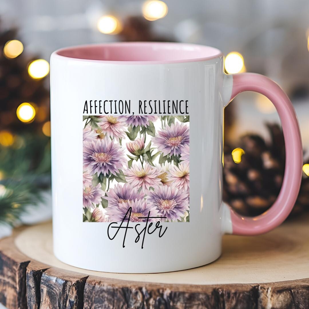 September Birth Month Coffee Mug, Aster Birth Flower Mugs, Birthday ...