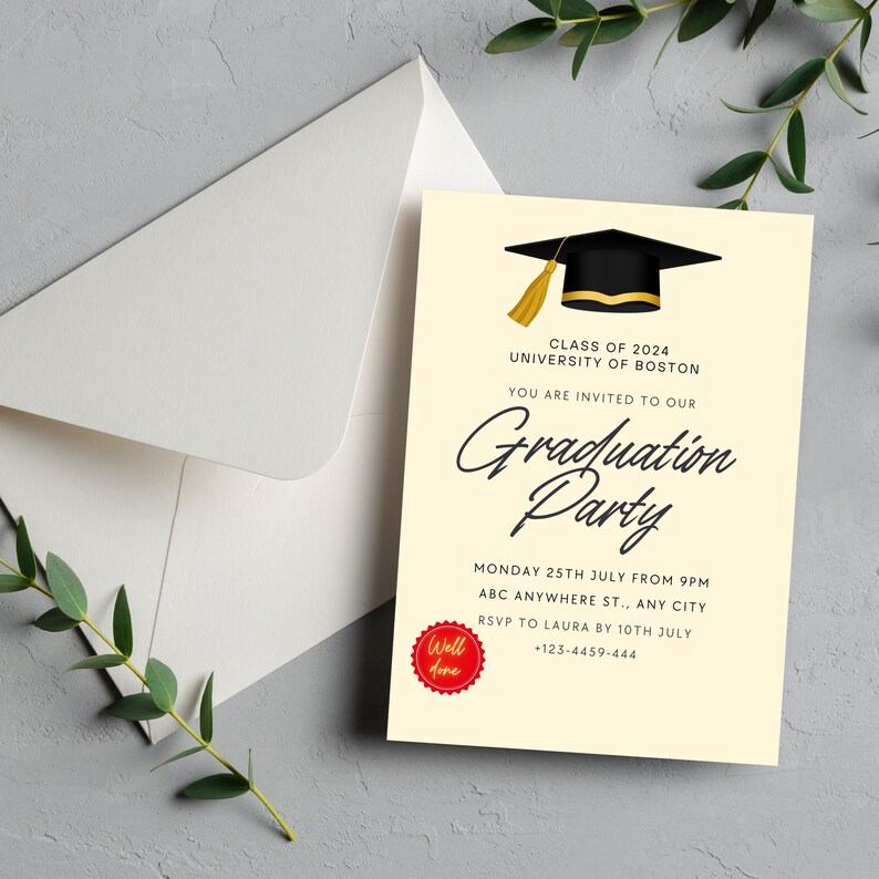 Modern Graduation Party Invitation Template (digital Download) - Etsy